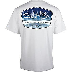 Salt Life Marlin Fade Performance Short Sleeve Classic Fit Shirt, White, X-Large