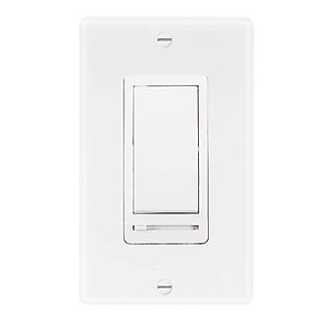 Maxxima LED Slide Dimmer Rocker Switch - 3-Way/Single Pole Compatible, Decorative Electrical Light Switch, 600 Watt Max, LED Compatible for Indoor Home Use, Wall Plate Cover Included - White