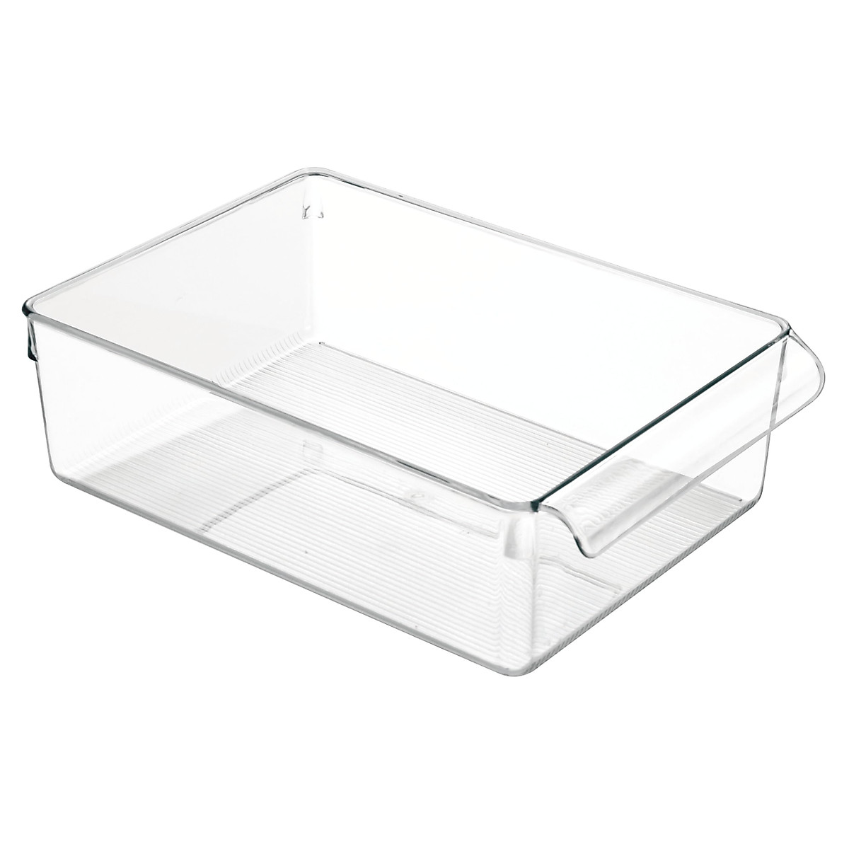 iDesign Linus Plastic Fridge and Freezer Storage Organizer Bin with Handle, Clear Container for Food, Drinks, Produce Organization, 8" x 11.5" x 3.5", Clear