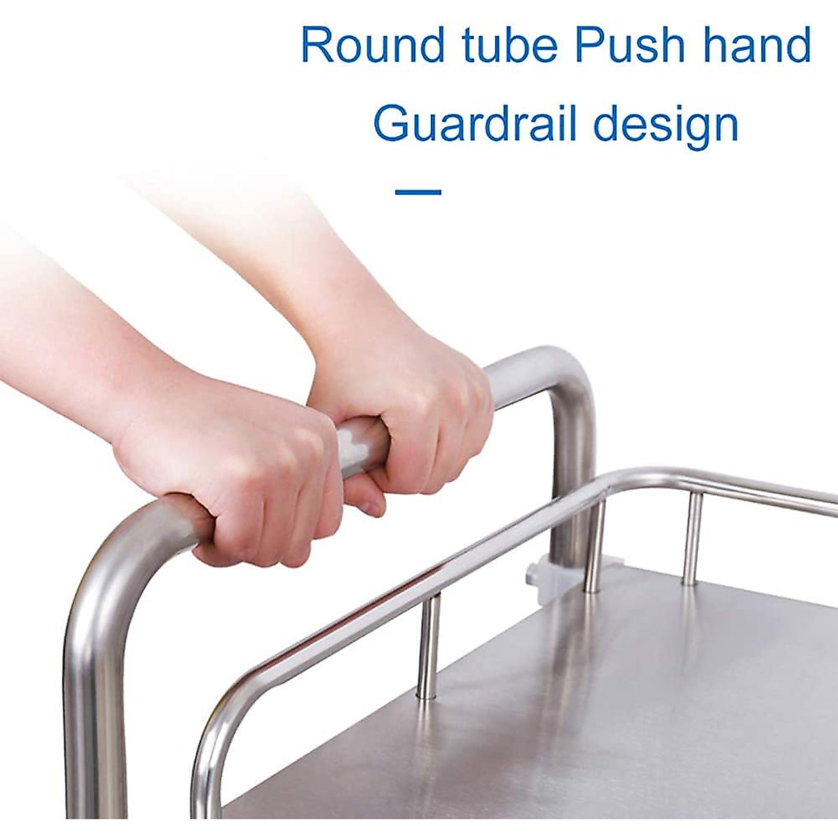 Utility Cart Lab Serving Cart, Medical Cart 3-Tier Medical Trolley with Drawers and Dirt Bucket,Assemble Small Surgical Cart for Lab Equipment,Detachable Stainless Cart Load 100 Kg ( Size : Large )