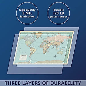 World Map Poster Chart [Tan/Color] (Laminated, 18” x 29”)