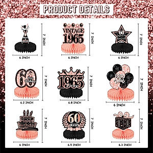 Refavor 60th Birthday Decorations Women - 9pcs 60th Birthday Decor Honeycomb Centerpieces Rose Gold Supplies 60th Birthday Party Decorations Pink Table Birthday Decorations Women