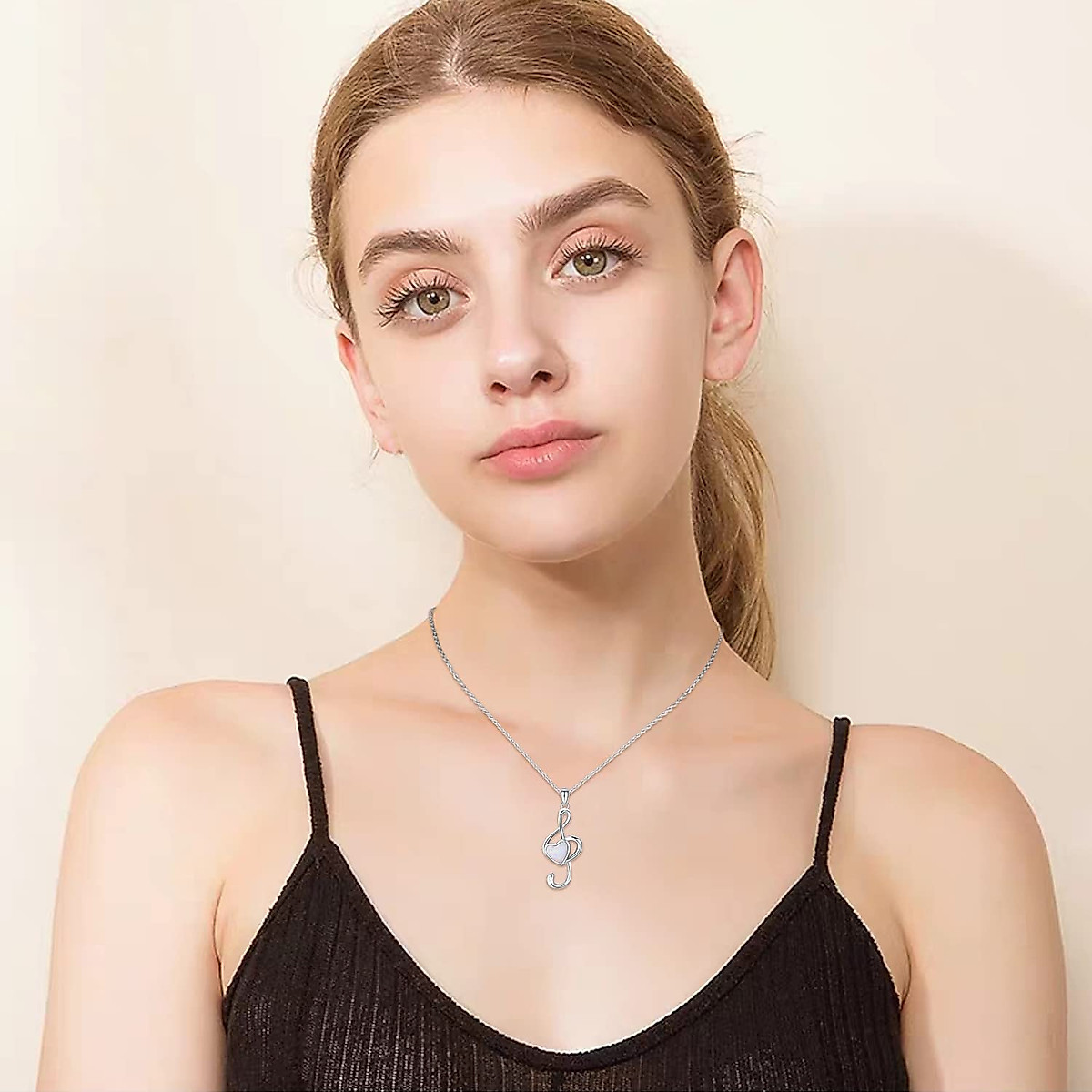 StoryMidir Music Note Necklace Gifts for Music Lovers 925 Sterling Silver Opal Musical Necklace Treble Clef Piano Necklace Music Jewelry Gifts for Women Mom