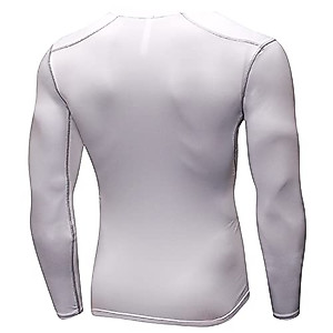 White Compression Shirts Mens Long Sleeve Running Gym Top Shirts Lightweight Sports Baselayer Undershirt Cool Dry