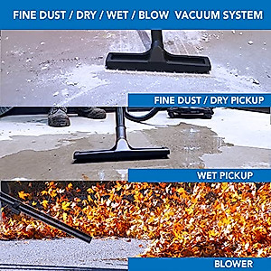 BIDZ 5 Gallon, Powerful 5 Peak HP Motor, 63.5'' Water Lift Suction Power, Heavy-Duty Stainless Steel Semi- Commercial Shop Vacuum System, Commercial Grade 8FT Hose, Black (WD-512-SS-BIDZ)