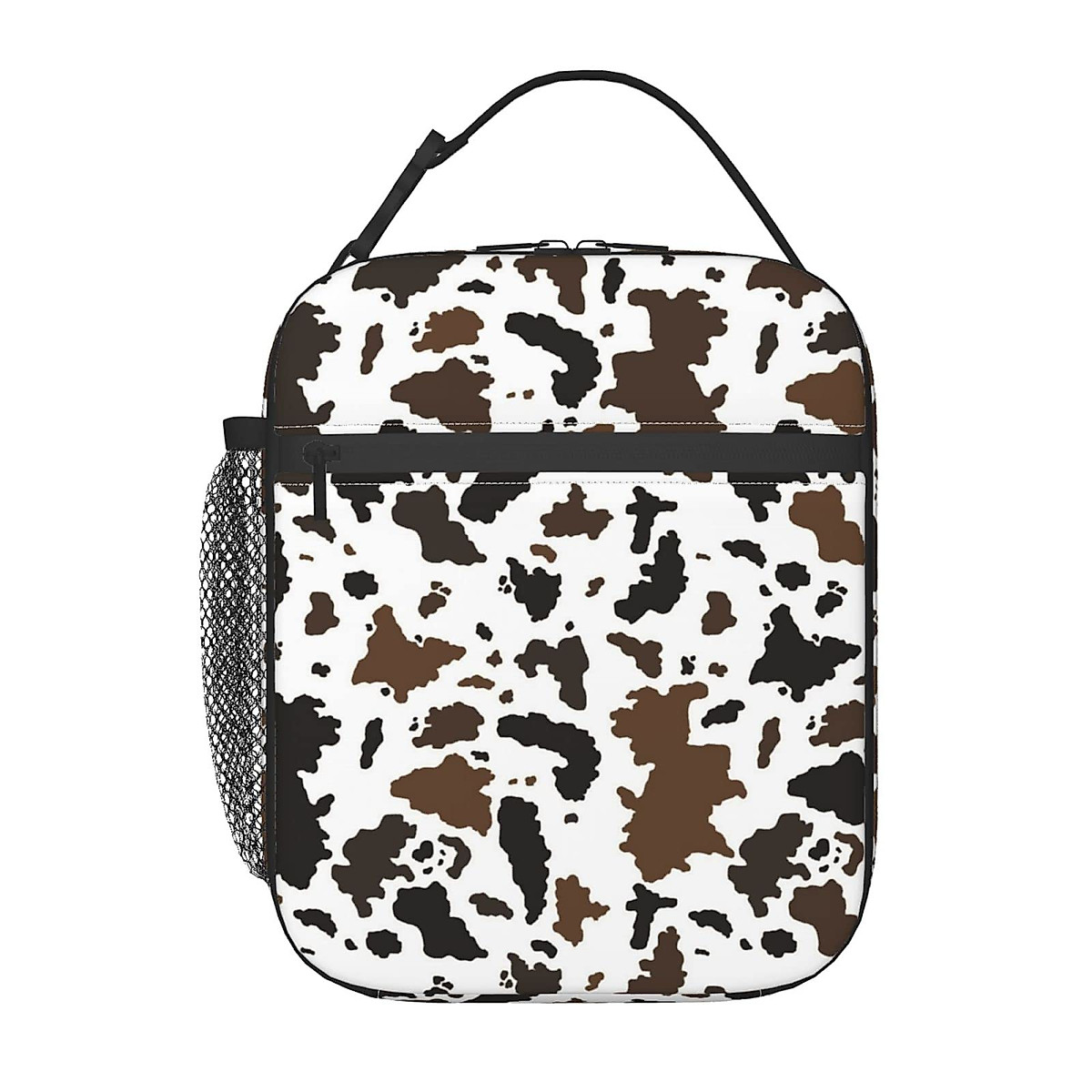 tiehrpr Fashion Cow Print Reusable Insulated Lunch Box Cooler Tote Bag Unisex Handle Lunchbox For Office/Hiking/Camping/Picnic/Beach