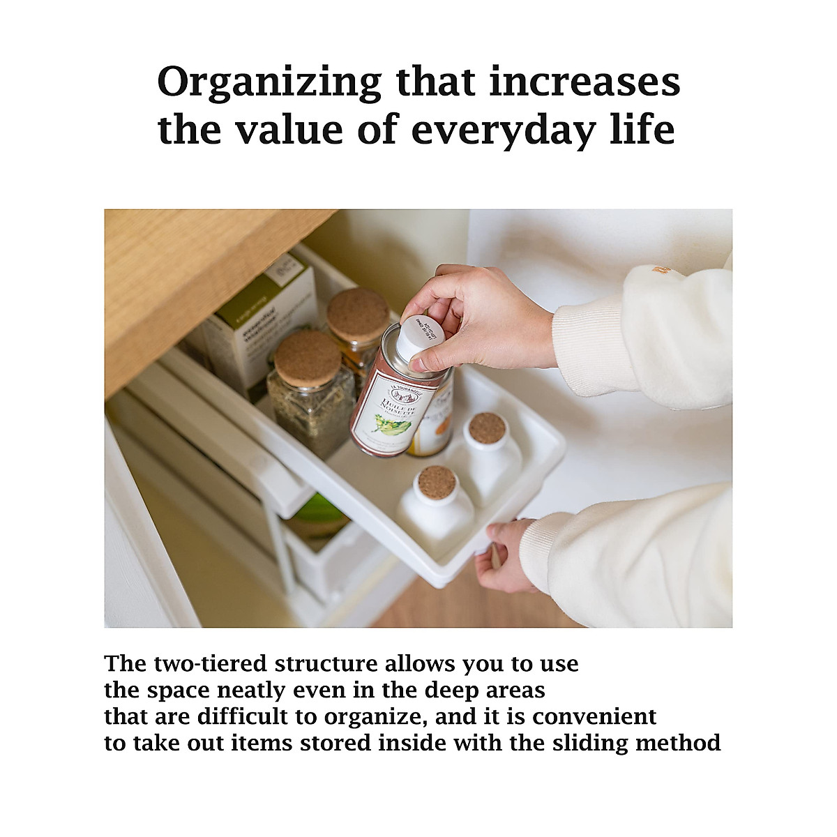 COELO Under Sink Organizer 2-Tier Shelf Kitchen Bathroom Cabinet Multi-purpose Multi-use Dish Brush Storage Sponge Holder Standing Rack, White