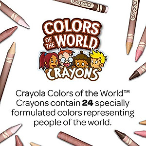 Crayola Colours of the World Wax Colouring Crayons - Assorted Colours (Pack of 24) | Colours That Represent Skin Tones from Around the World | Ideal for Kids Aged 3+