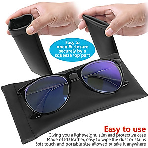 Glasses Case Squeeze Top Sunglasses Sleeve Pouch Leather Case Soft Slip in Eyeglasses Holder (4 Pack)