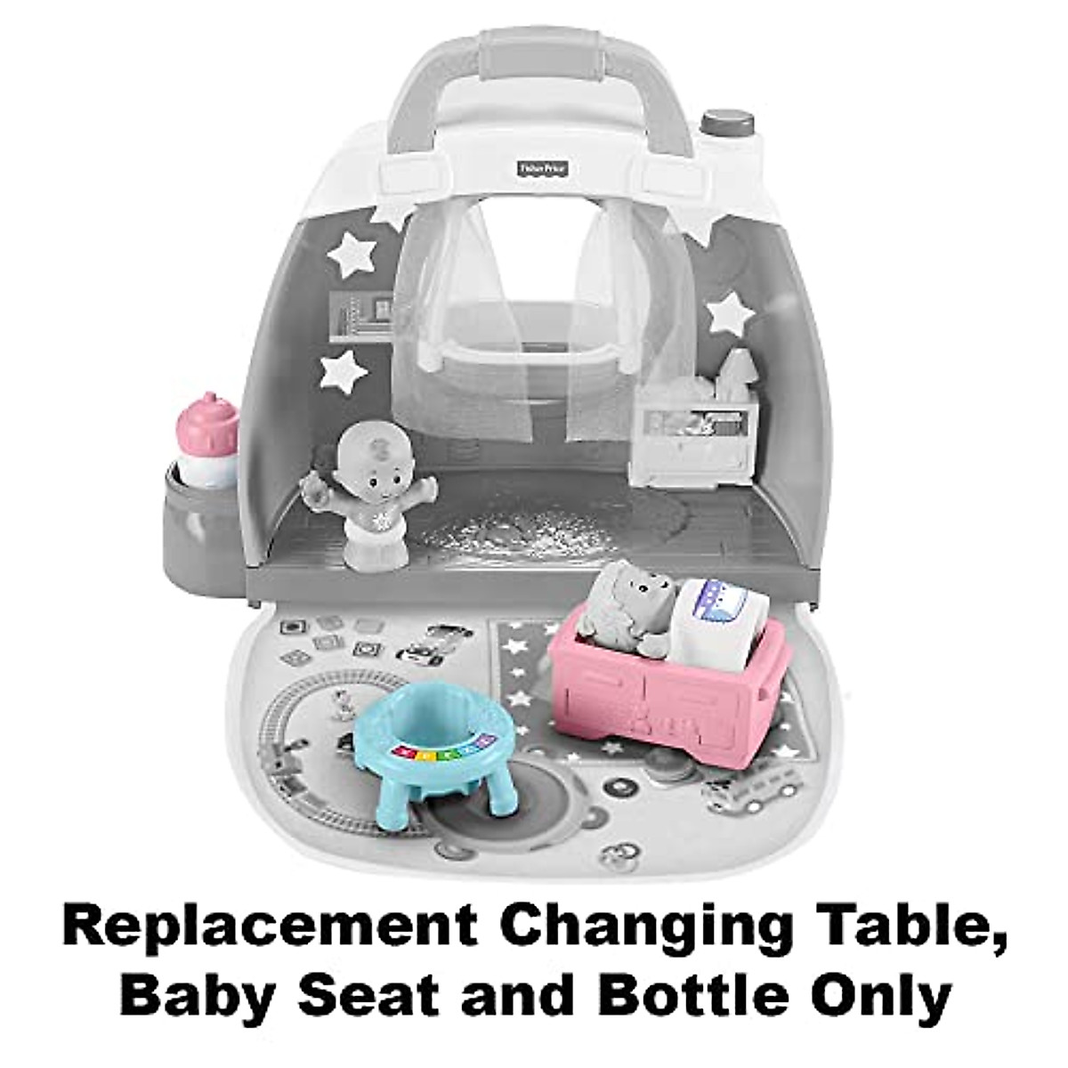 F-Price Replacement Parts for Little-People Cuddle 'n Play Babies Nursery - GKP70 and GPM35 ~ Replacement Changing Table, Baby Seat and Bottle, Pink, Blue, White