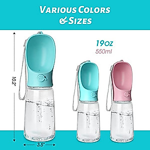 Kalimdor Dog Water Bottle, Leak Proof Portable Puppy Water Dispenser with Drinking Feeder for Pets Outdoor Walking, Hiking, Travel, Food Grade Plastic (19oz Blue)