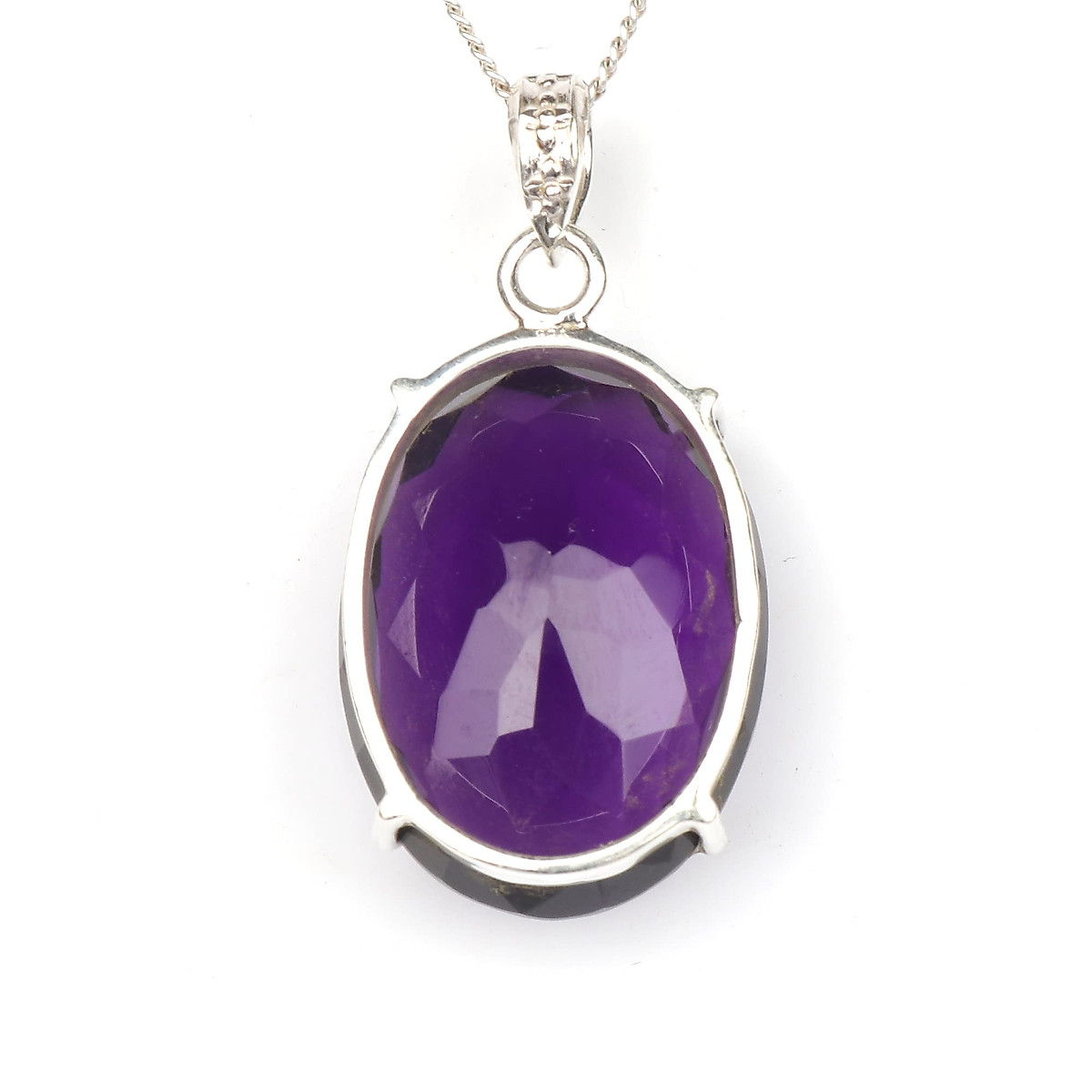 GEMHUB 94.5 Carat Violet Amethsyt Gemstone Pendant Without Chain Oval Shape Sterling Silver Pendant Without Chain Jewelry Women
