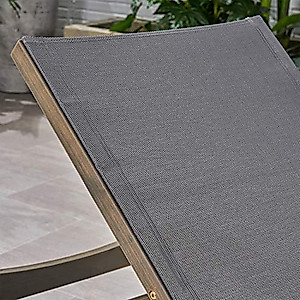 Christopher Knight Home Summerland Outdoor Mesh Chaise Lounge with Acacia Wood Frame, Grey Finish / Dark Grey Mesh