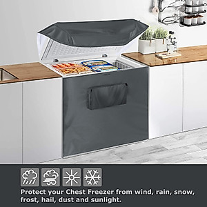 Chest Freezer Cover Deep Freezer Covers for Outside 7.0 Cubic Feet Freezer，Top with Zipper to Open Noise Reduction (Grey, 28"W×22"D×34"H)