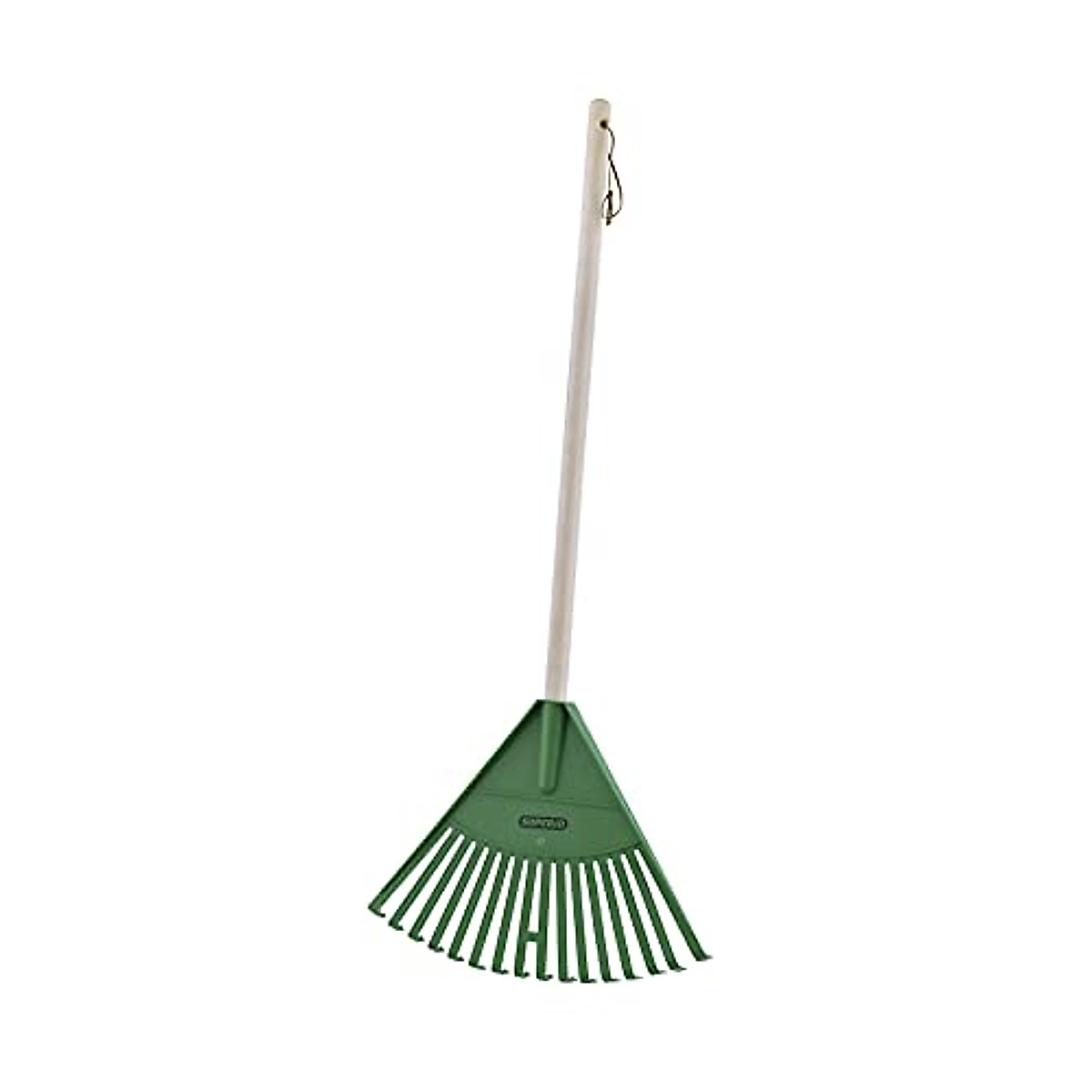 Superio Kids Rake with Hardwood Handle, Gardening and Lawn Care Tools for Kids, Sweep Leaves and Tidying Up The Garden, Plastic Tines and Heavy Duty Wooden Handle 34" (Kid Size, Green, 1-Pack)