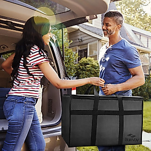 BlueVoy Insulated Food Delivery Bag – Premium Large Commercial Catering Bag for Food Transport - Hot and Cold Thermal Insulated Food Carrier with YKK No Snag Zippers – Ultra Durable Polyester Material