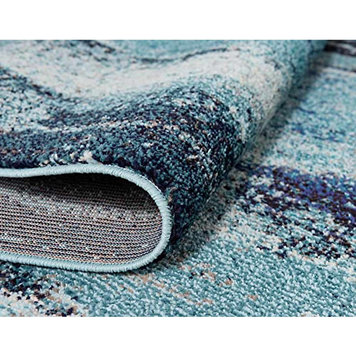 Unique Loom Jardin Collection Colorful, Vibrant, Abstract Watercolor Area Rug, Rectangular 7' 0" x 10' 0", Blue/Gray