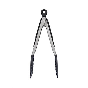 OXO Good Grips 9-Inch Tongs with Silicone Heads & Good Grips Small Silicone Flexible Turner Black