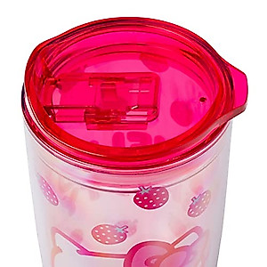 Silver Buffalo Hello Kitty Strawberry Face Double Wall Travel Tumbler w/Slide Close Lid, 20 Ounces