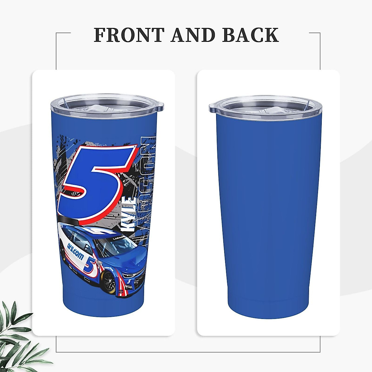 YFTRC Kyle Larson 5 Insulated Tumbler 20oz Tumbler with Lids and Metal Straws Stainless Steel Vacuum Insulated Travel Mug Coffee Cup Indoor Outdoor Ice Drinks Hot Beverage