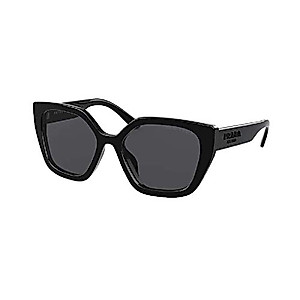Prada PR24XS 1AB5Z1 52MM Black/Polar Grey Polarized Rectangle Sunglasses for Women + BUNDLE with Designer iWear Complimentary Eyewear Kit