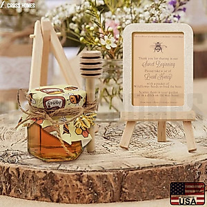 Honey Pot Hexagon Glass Honey Jar 1.5oz 42sets - Honey Jars with Wood Dipper Gold Lid Gold Bee Charm Pendant Decorative Bee Wrapping Paper Jute Hanging Rope - Wedding Favors Baby Shower Party Favors