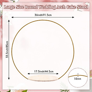 Norme 33.5 Tall Wedding Arch Cake Stand Round Metal Cake Stand for Wedding Reception Hoop Decoration with Wooden Base Floral Decoration Display for Party Events Reception Supplies
