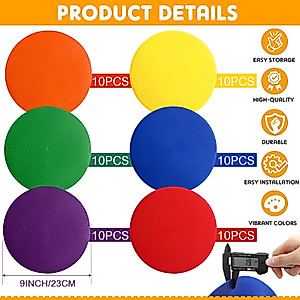 Haull 60 Pcs Spot Markers Floor Spots with Bag Non Slip Vinyl Poly Dots Spots Markers for Gym Floor Basketball Football Soccer Sports Speed Agility Training Gym Dance Classroom Org (Number,9 Inch)