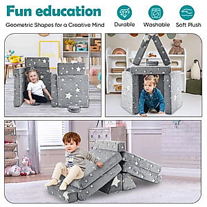 Kids Play Couch,10 Pcs Toddler Couch Sofa,Foam Modularized Kids Couch,Glowing in The Dark Sofa Convertible Kids Toddlers Couch Play Set for Playroom Bedroom