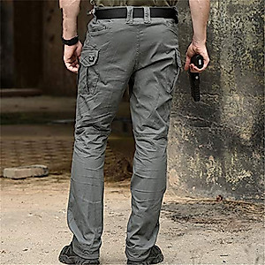 MNXOIA Combat Military Tactical Pants Men Large Multi Pocket Army Cargo Pants Casual Cotton Security Bodyguard Trouser Gray XXL