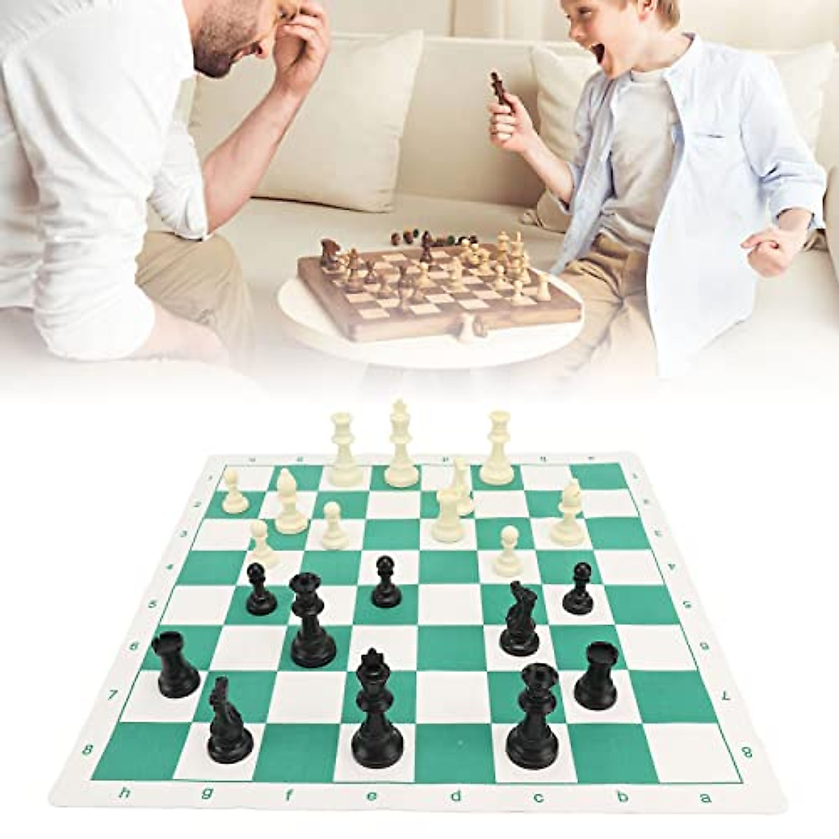 TOPINCN Portable Chess Checkers Set with Zipper Storage Bag Folding Roll Up Travel Checkers Games for Kids Adults