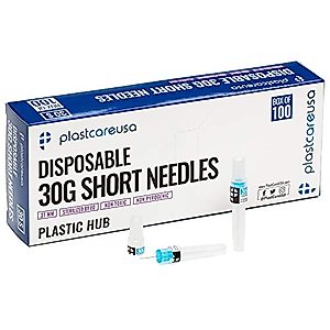 100 Disposable Dental Needles in Perforated Box (30G Short), 21mm Length