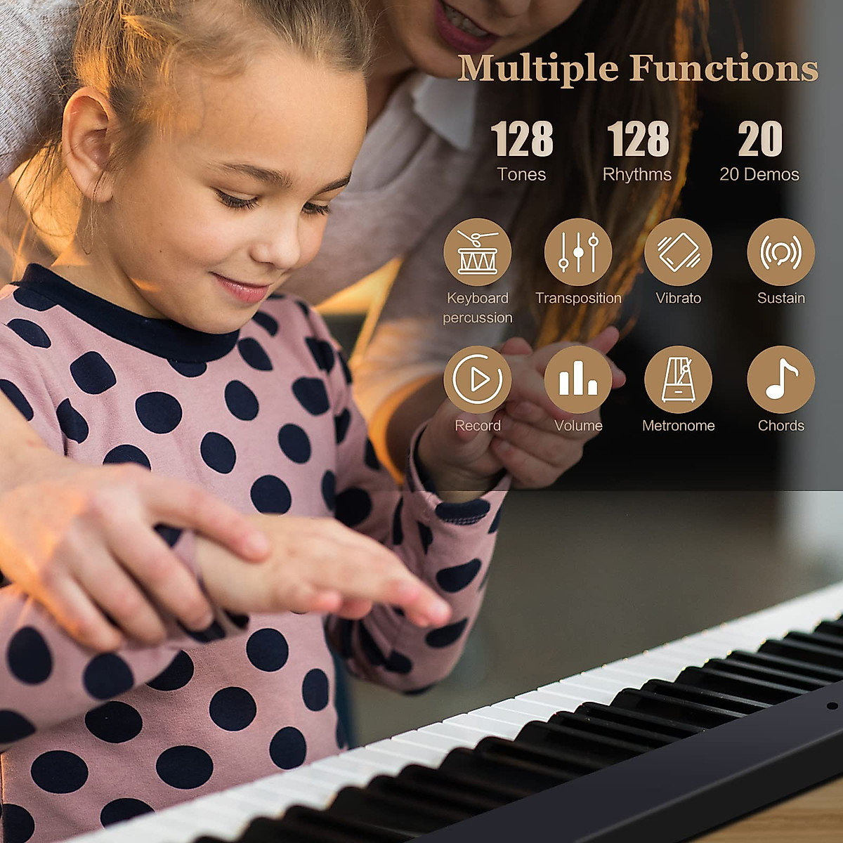 Costzon 88-Key Foldable Digital Piano Keyboard, Full Size Semi-Weighted Keyboard, Portable Electric Piano w/MIDI, Split Function, Sustain Pedal & Carrying Bag for Beginner (Black)