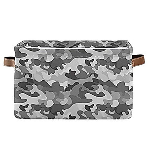 AUUXVA Storage Basket Military Camo Camouflage Storage Cube Box Durable Canvas Collapsible Toy Basket Organizer Bin with Handles for Shelf Closet Bedroom Home Office