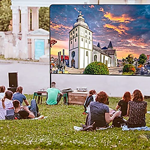 GT GETCO TECH Projector Screen and Stand, Huge Portable Projector Screen, 180 inch Wrinkle-Free Projection Screen, HD 4K Indoor Outdoor Projector Screen, Movie Screen for Home Theater Backyard Cinema