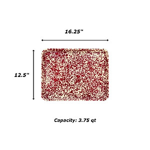 Enamelware Jelly Roll Pan, 16.25 x 12.5 inches, Red/White Splatter