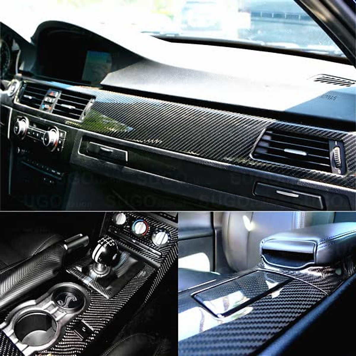 Auto Accessories 5D Glossy Carbon Fiber Wrap Vinyl Film Car Interior Wrap Stickers, Car DIY Interior Exterior (12 * 60inch) (US Stock)