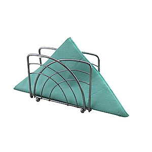 Deluxe Metal Napkin Holder Self Standing Silver Cafe Cocktail and Luncheon Napkin Holder Caddy