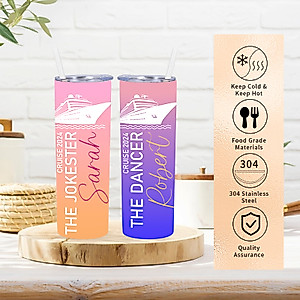 Custom Cruise Cups, Personalized Family Vacation Tumbler, Customized Insulated Stainless Steel Girls Trip Cruise Tumbler With Lid And Straw, Summer Travel Beach Cup, Girls Bachelorette Trip Gifts