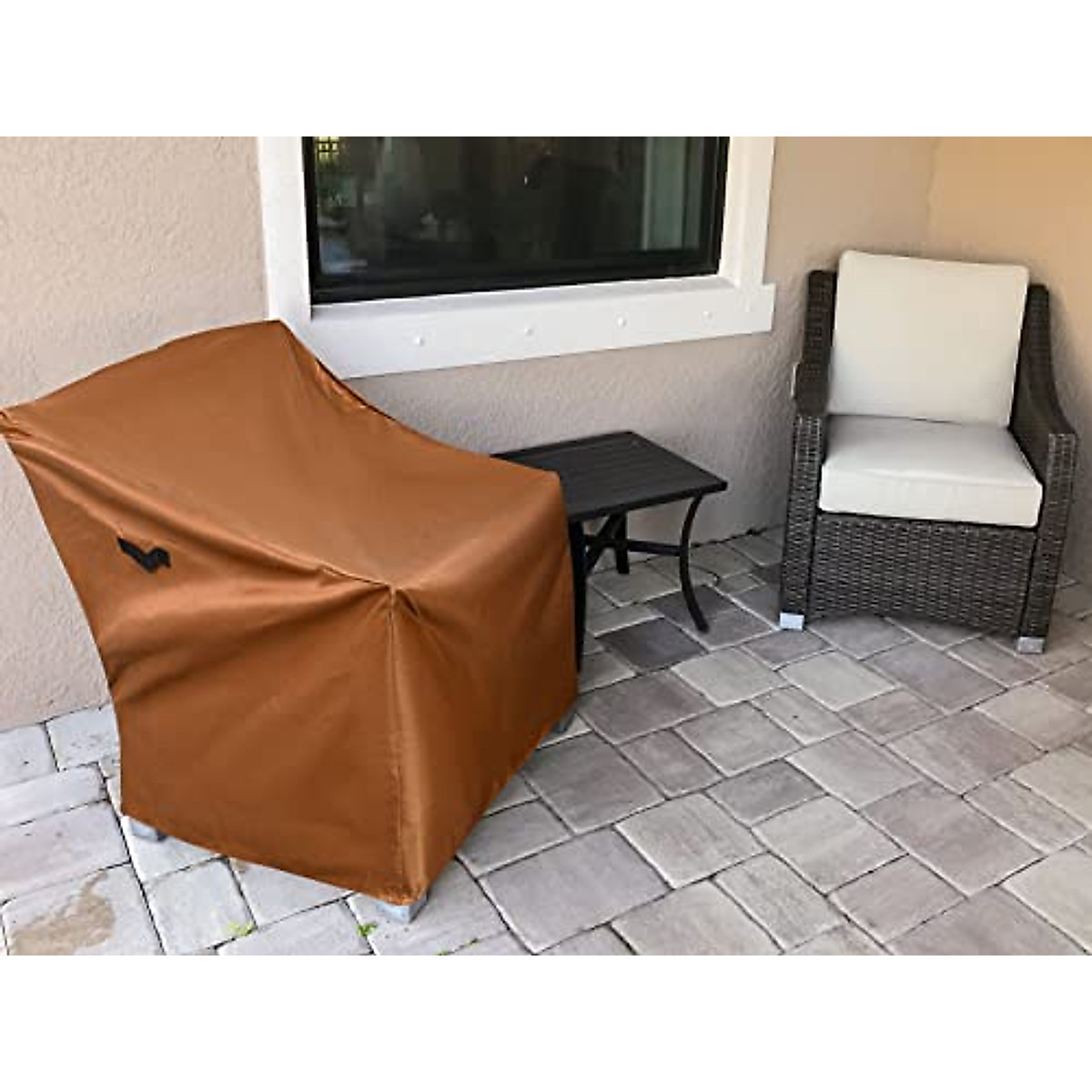 Patio Chair Covers Waterproof Heavy Duty Outdoor Patio Furniture Covers, Stackable Outside Lounge Deep Seat Covers, Large Lawn Sofa Covers Water Resistant, Standard-2 Pack, Brown