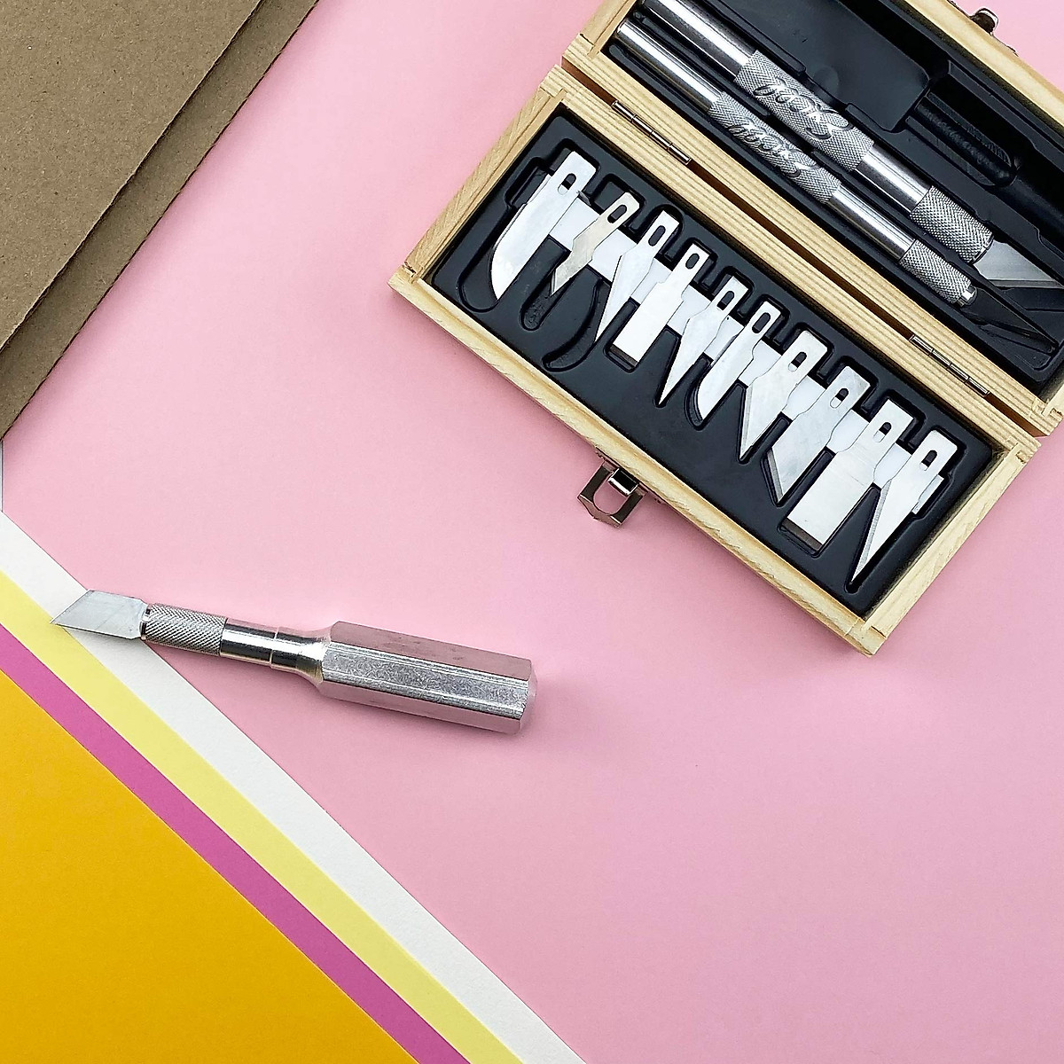 Excel Blades 44283 Craftsman Hobby Knife Set, Precision Cutting Tool Set, Craft Knife Set Includes Assortment of Light Duty to Heavy Duty Handles and 13 Blades