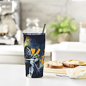 Kiserjens J. Music Cole Stainless Steel Insulated Tumbler Vacuum Water Bottle Travel Cup Coffee Mug With Straw,Lid and Brush 20 oz