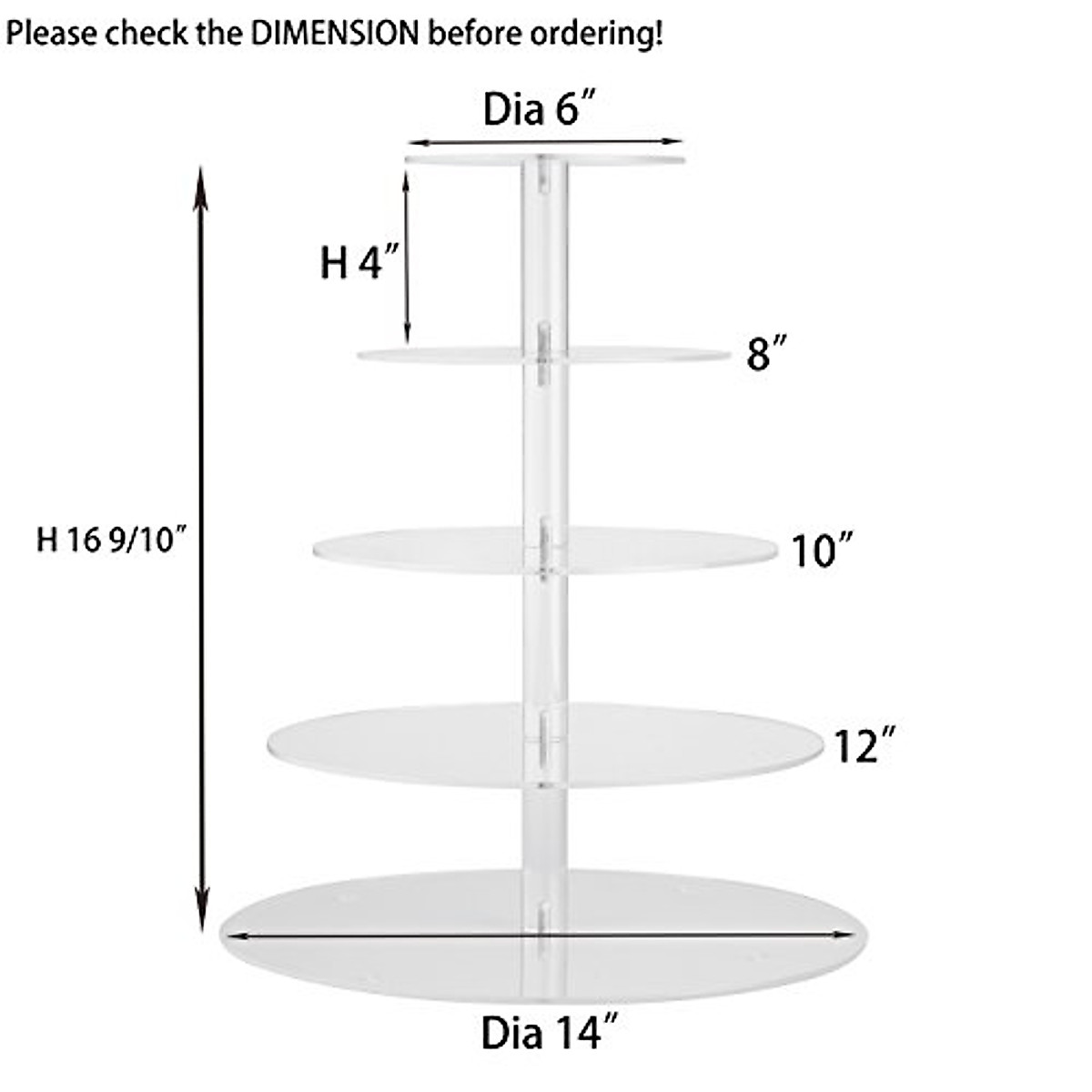 5 Tier Maypole Round Acrylic Cupcake Tree Tower Display Stand Display for Pastry Wedding Birthday Party- 16 Inch