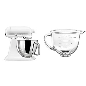 Kitchenaid Artisan Mini Plus 3.5-Qt. Tilt-Head Stand Mixer with Flex Edge Beater & Stand Mixer Glass Bowl, 3.5 Quart Tilt Head