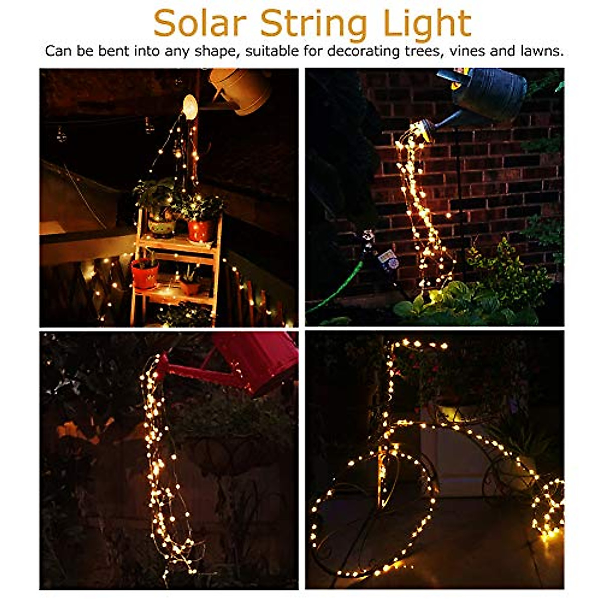 Talany Outdoor Solar String Lights, Indoor/Outdoor Solar Christmas String Lights Solar Light String Warm White Garden Stake Lights for Home Garden for Christmas Party