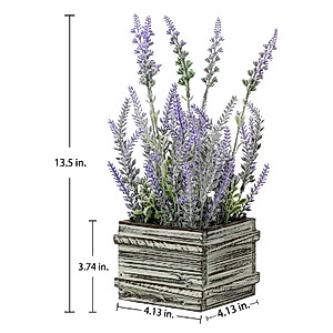 DILATATA Lavender Flowers Artificial Lavender Decor Fake Lavender Plant in Rustic Metal Pot Faux Plants in Pots for Home Bathroom Table Centerpieces Wedding Decor Potted Lavender Flower Purple Decor