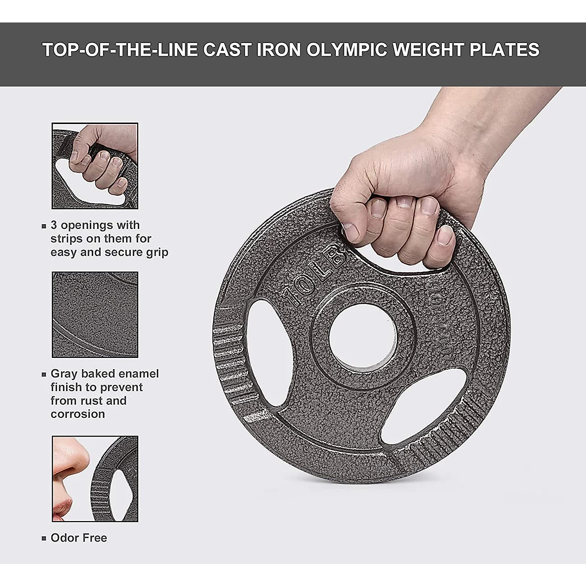 LIONSCOOL 2-Inch Olympic Grip Plate in Pairs or Single (10LB PAIR)