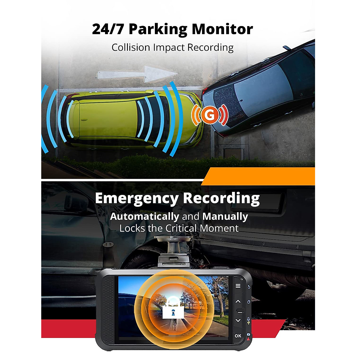 MASIGO A330D Dash Cam Front and Rear - Dual 1080P 60fps Dash Camera for Cars with WiFi, GPS and Speed, Stavis Night Vision, G Sensor Parking Mode, Loop Recording, Free APP, Support 512GB Max