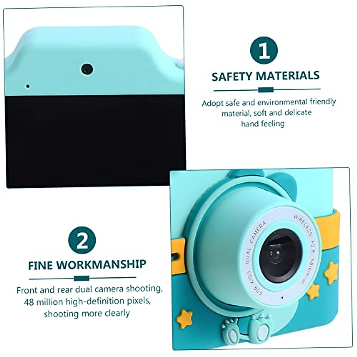 SOLUSTRE Kids Toys for Cartoon Portable Aniaml with Girls Shaped High-Resolution Gift Gifts Sticker Lovely Action W Easter Recorder Boys Camera Green Fox Lanyard Birthday Digital Kids Camera