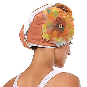 Emelivor Fox Microfiber Hair Towel Wrap for Women 2 Pack Absorbent Quick Dry Hair Turban Towel Wrap with Button Soft Bath Head Turban for Women Men Girls Kids Wet Hair